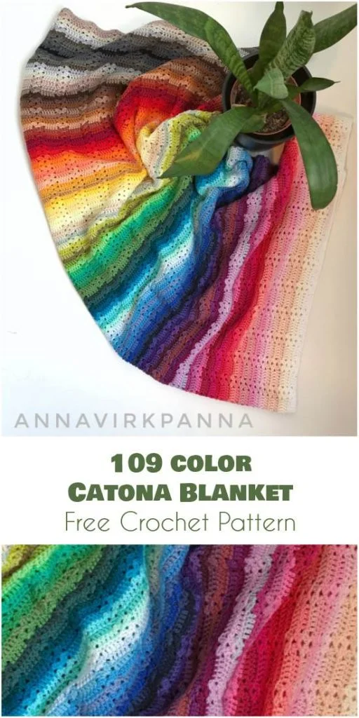109 Color Catona Blanket Free Crochet Pattern - Your Crochet