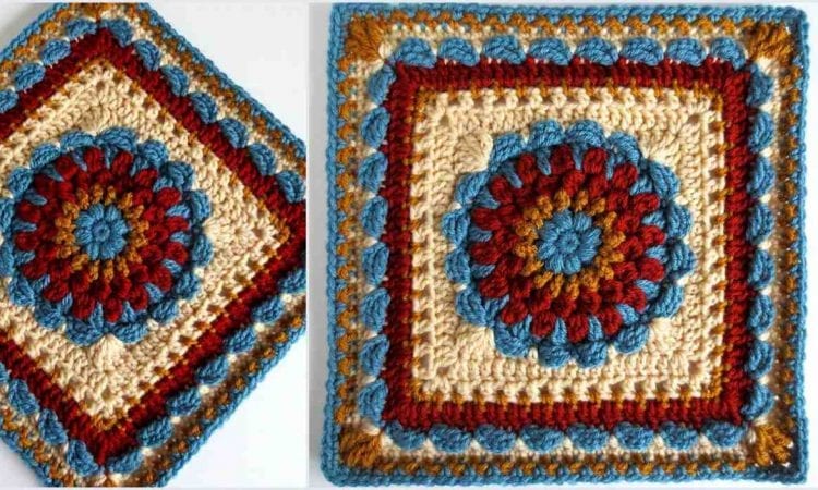 Floral Dimension Afghan Square Free Crochet Pattern | Your Crochet