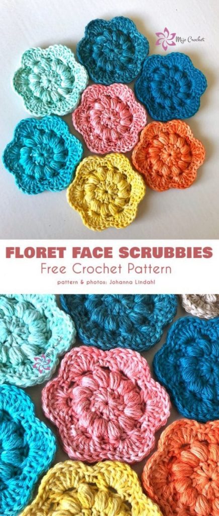 Floret Face Pad Scrubbies Free Crochet Pattern - Your Crochet