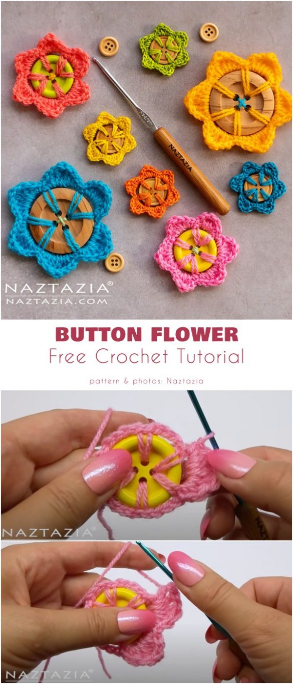 Flowered Button Free Crochet Patterns - Your Crochet