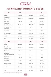 Guide to Standard Women's Sizes [Charts and Printables] - Your Crochet